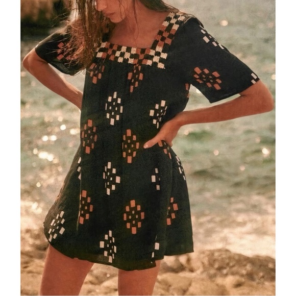 Sezane | Dresses | Sezane Elegant Black And Brown Patterned Dress ...